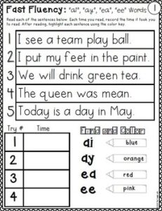 Vowel Pairs ai ay ea ee 8 Activities Distance Learning - The Kinder Life